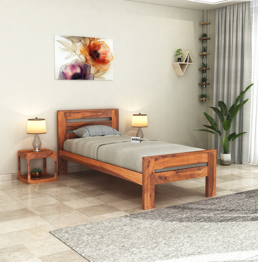 Neil Sheesham Wood Single Bed Without Storage – Aakro Crafts